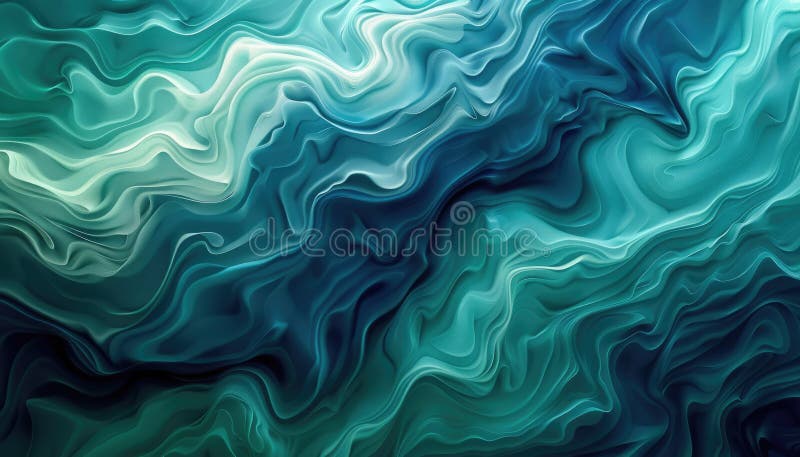 Abstract Fluid Motion Teal Waves 3D Digital Art with Mesmerizing ...