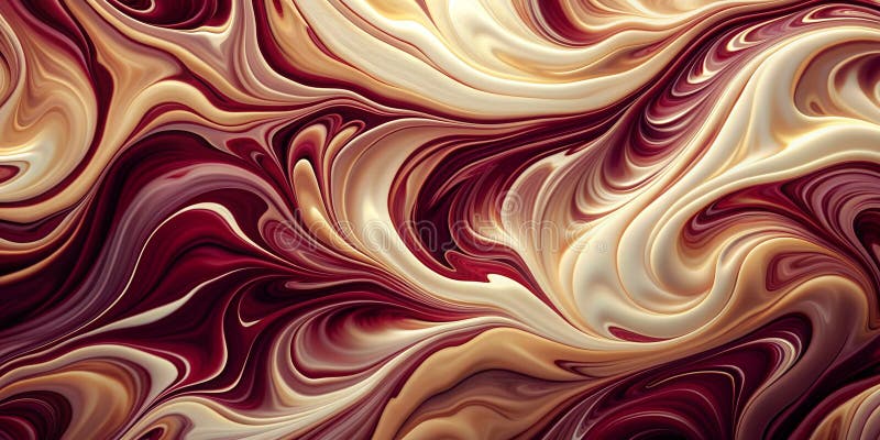 An Abstract Fluid Pattern Combining Deep Maroon and Creamy Beige ...