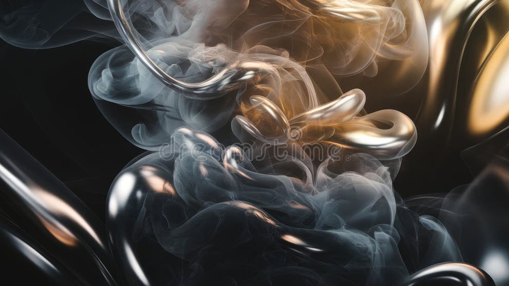 Abstract Fluid Patterns with Metallic and Smoky Textures Creating a ...