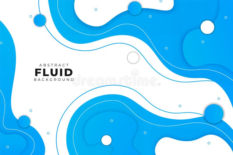 Abstract Fluid Shape Blue and White Background with Bubbles Stock ...