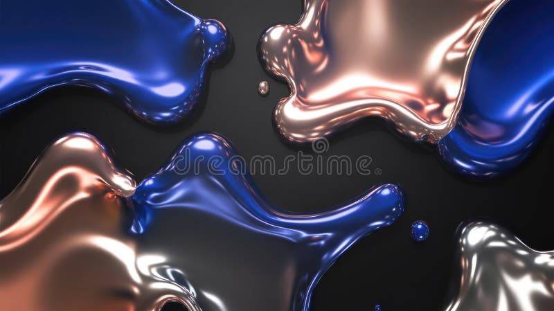 Abstract Fluid Shapes in Blue and Silver Tones Create a Mesmerizing ...
