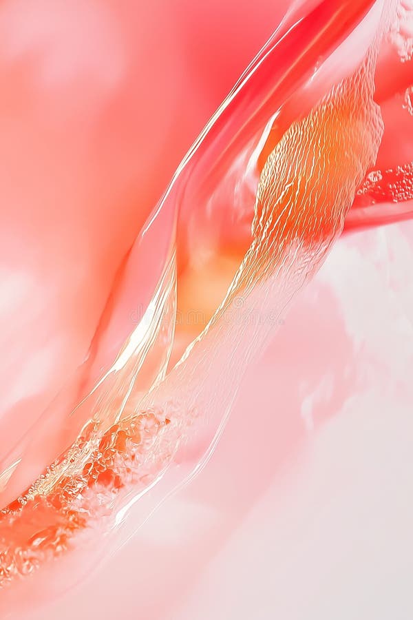 Abstract Fluid Texture in Pink and Orange with Translucent Curves ...