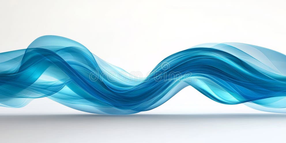 Abstract Fluid Wave. Flowing Translucent Turquoise Lines. Smooth ...