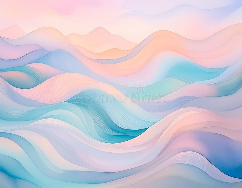 Abstract Fluid Waves with Pastel Gradient Colors in Harmonious Design ...
