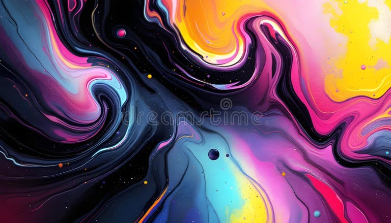 Swirling Abstract Pattern with Fluid Waves in Vivid Colors, Including ...
