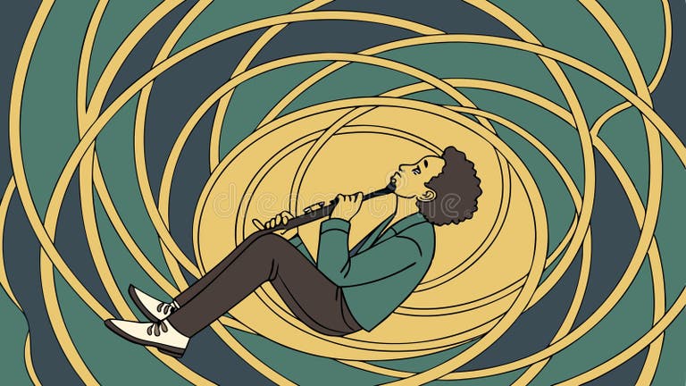 Abstract Flute Player, Swirling Musical Expression, Vector Design ...