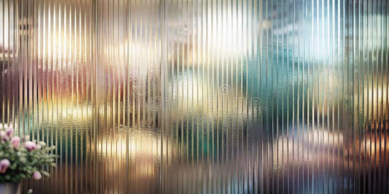 Abstract Fluted Glass Panel with Warm and Cool Light Reflections ...