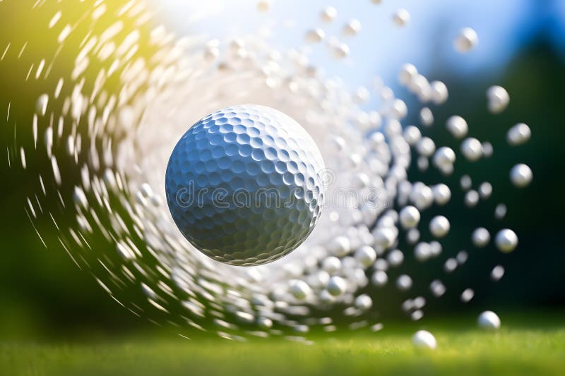 Abstract Flyby of a Fast Moving Golf Ball Hitting a Tee Shot on a Golf ...