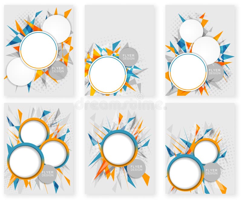 Abstract Flyer Business Triangular Background Set. Stock Vector ...