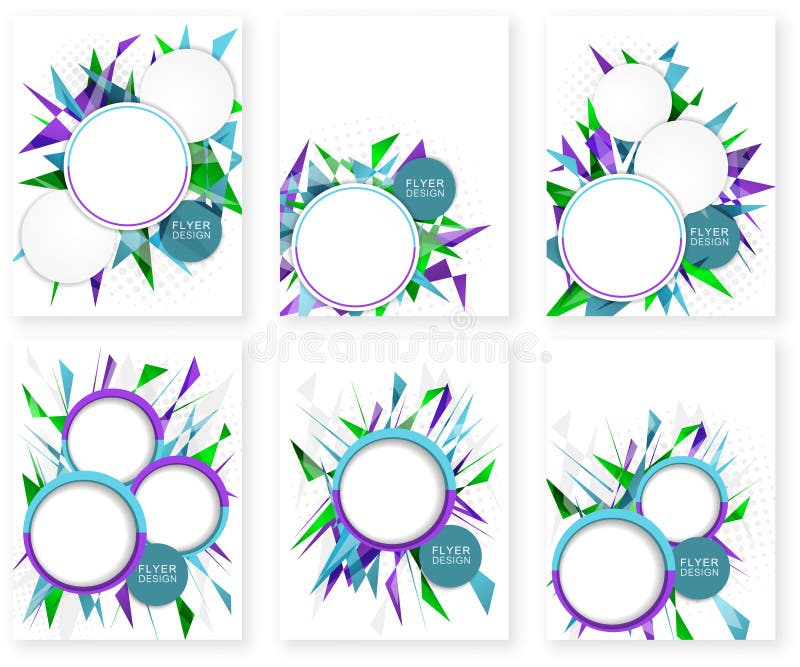 Abstract Flyer Business Triangular Background Set. Stock Vector ...