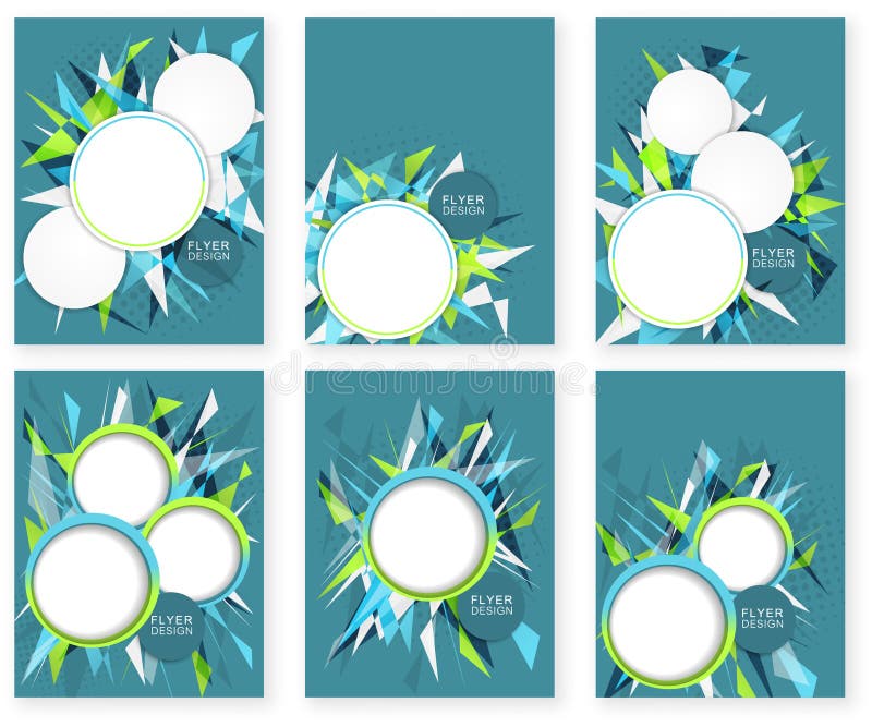 Abstract Flyer Business Triangular Background Set. Stock Vector ...