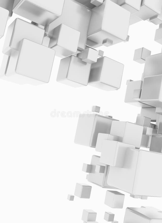 Abstract Flying Boxes Isolated on White Background Stock Illustration ...