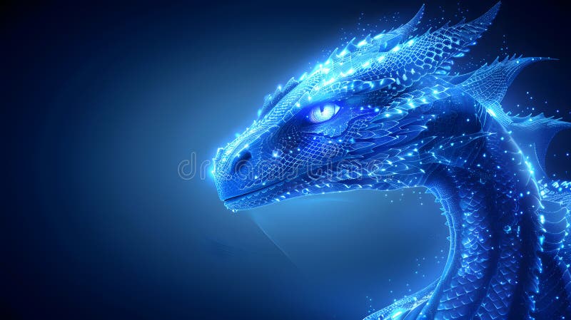 Abstract Flying Dragons on Dark Blue Background Stock Image - Image of ...