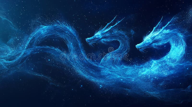 Abstract Flying Dragons on a Dark Blue Stock Photo - Image of dragon ...