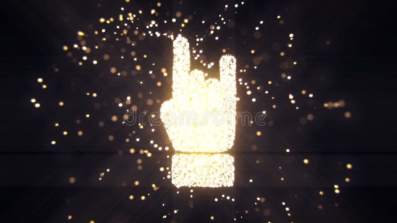Abstract Flying Flickering Particles Turn into a Hand Sign. 3D ...