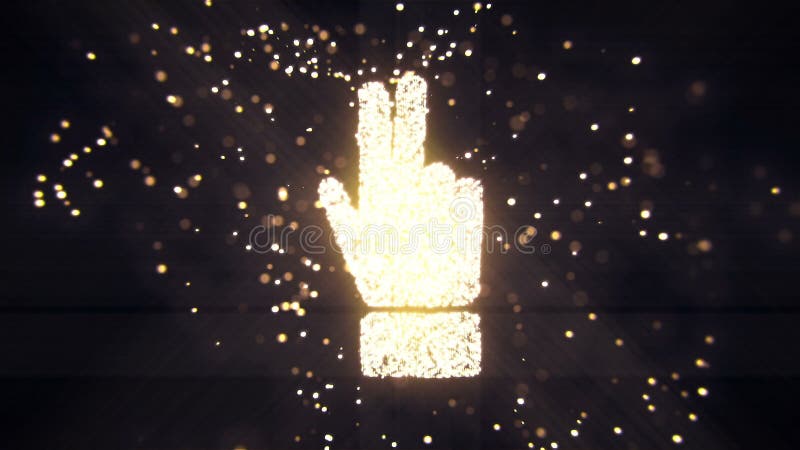 Abstract Flying Flickering Particles Turn into a Hand Sign. 3D ...