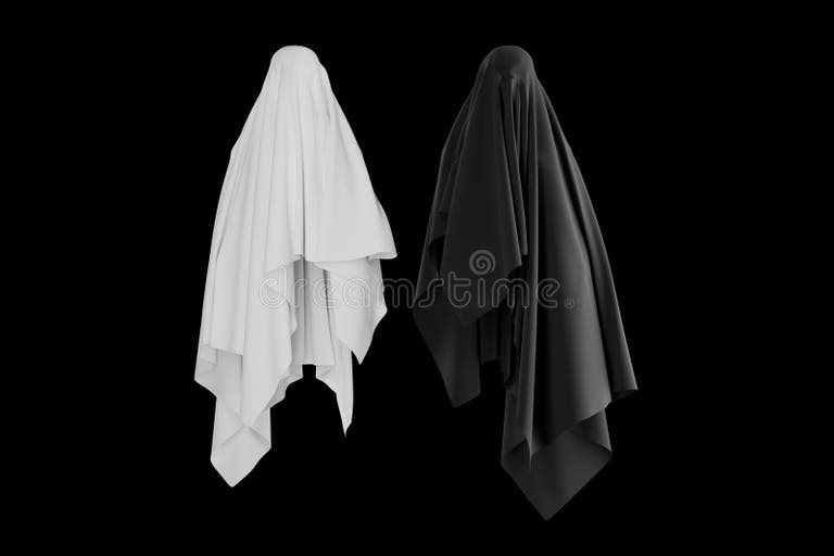 Abstract Flying Ghost Cloth Black and White - 3D Illustration Render ...