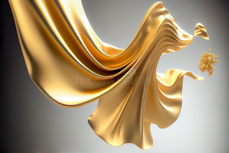 Abstract Flying Golden Fabric on a White Background. Generative AI ...