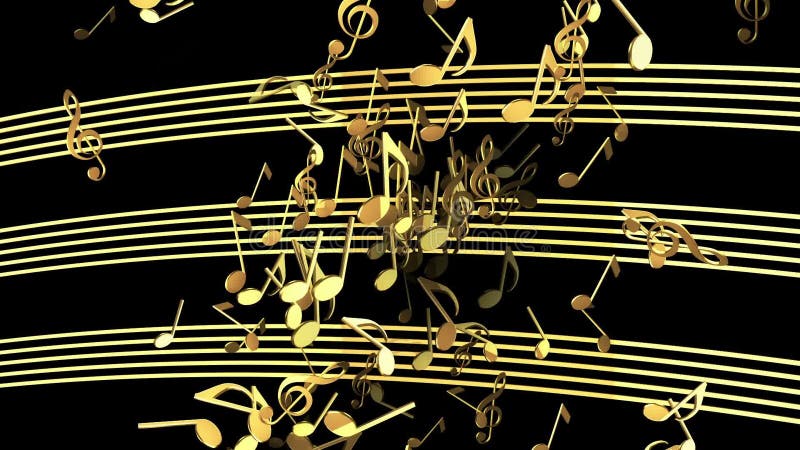 Abstract Flying Musical Notes in Golden Color Stock Footage - Video of ...
