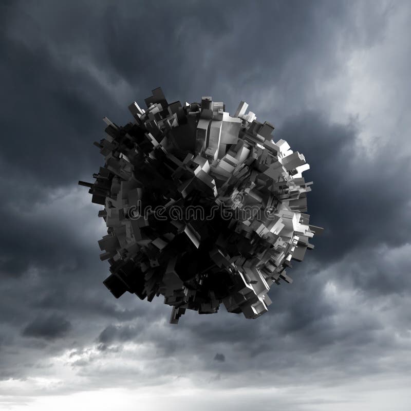 Abstract Flying Object with Chaotic Surface Stock Illustration ...