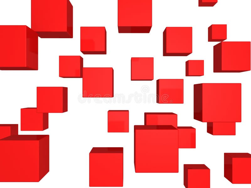 Abstract Flying Red Cubes Background Stock Illustration - Illustration ...