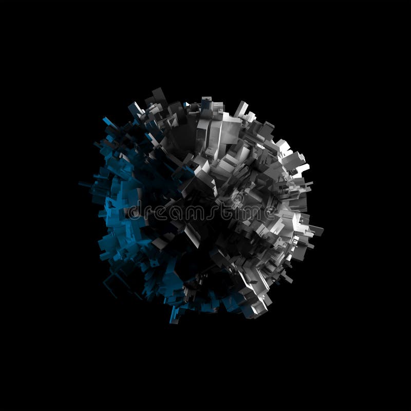 Abstract Flying Cube Object with Chaotic Surface Stock Illustration ...