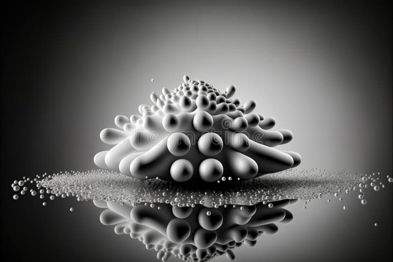 Abstract Foam Clouds with Splashing Forms and Drops. Black and White ...
