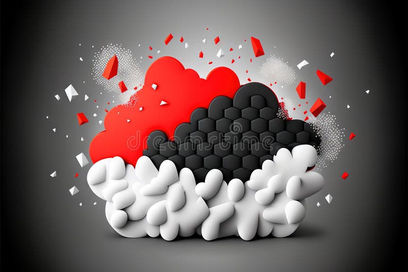 Abstract Foam Clouds with Splashing Forms and Drops. Black and White ...