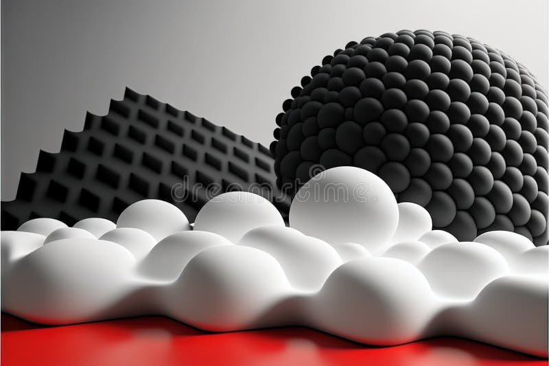 Abstract Foam Clouds with Splashing Forms and Drops. Black and White ...