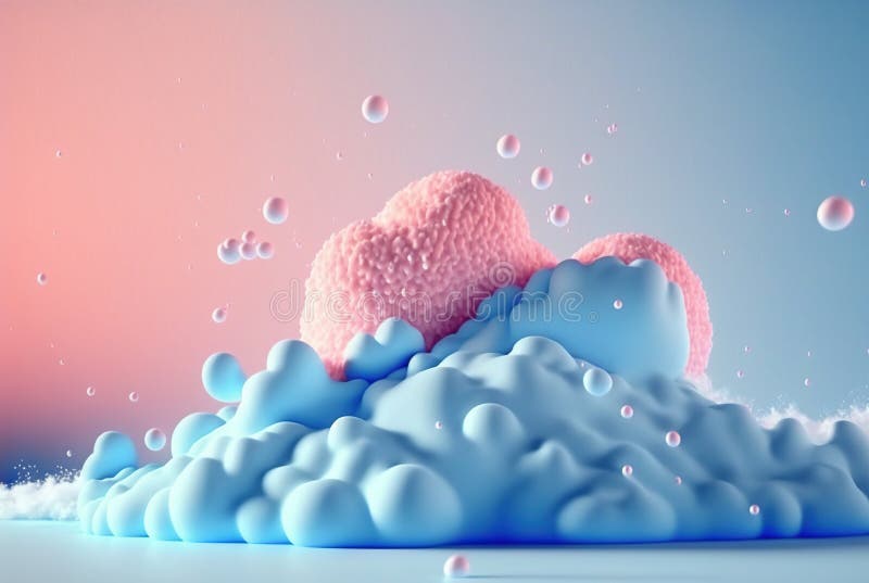Abstract Foam Clouds with Splashing Forms and Drops. Colorful Foam ...