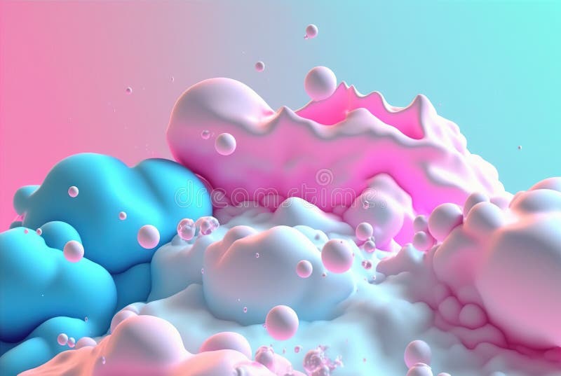 Abstract Foam Clouds with Splashing Forms and Drops. Colorful Foam ...