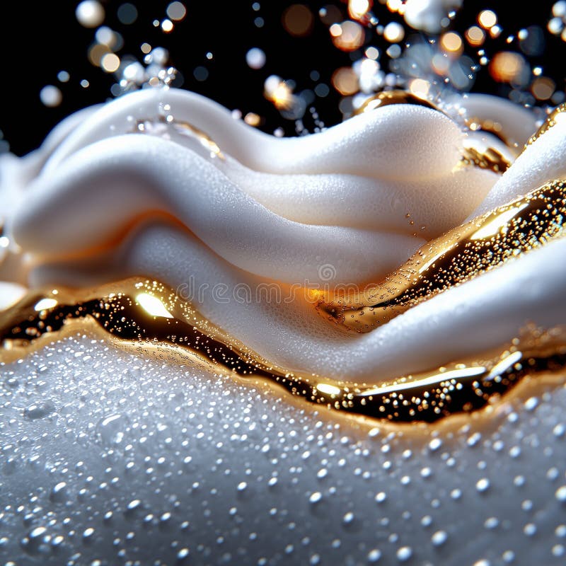 Abstract Foam and Liquid Textures with Metallic Accents Stock ...
