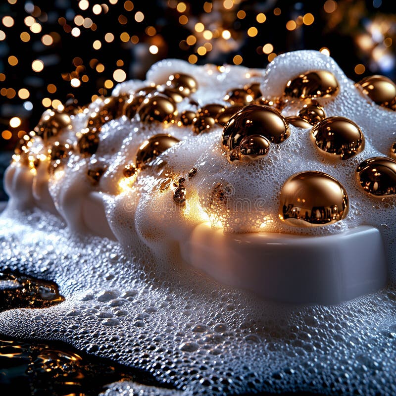 Abstract Foam and Liquid Textures with Metallic Accents Stock ...