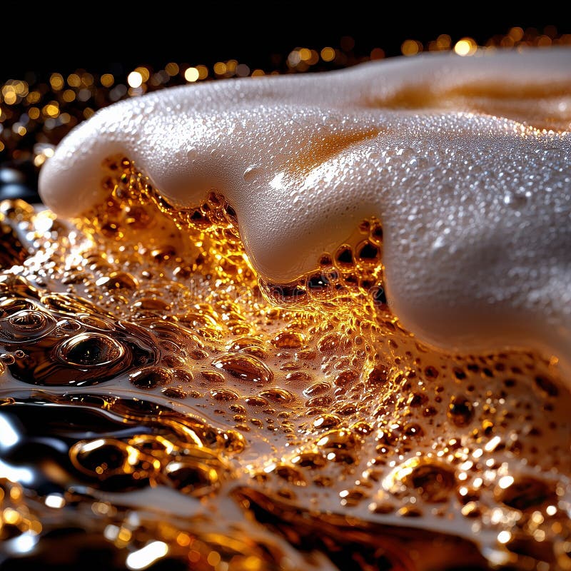 Abstract Foam and Liquid Textures with Metallic Accents Stock ...