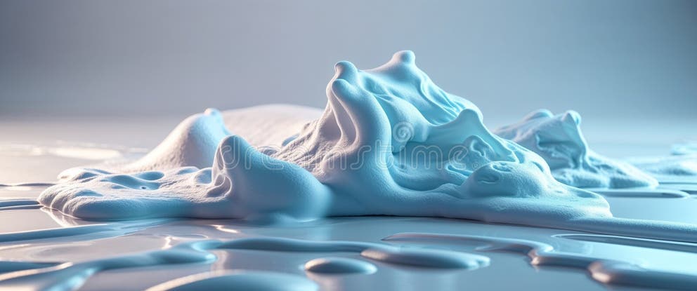 Abstract Foam Smears on Metallic Surface Reflecting Blue Light Stock ...