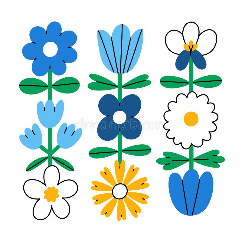 Folk Flowers Floral Art Print Flowers Abstract Art Stock Vector ...