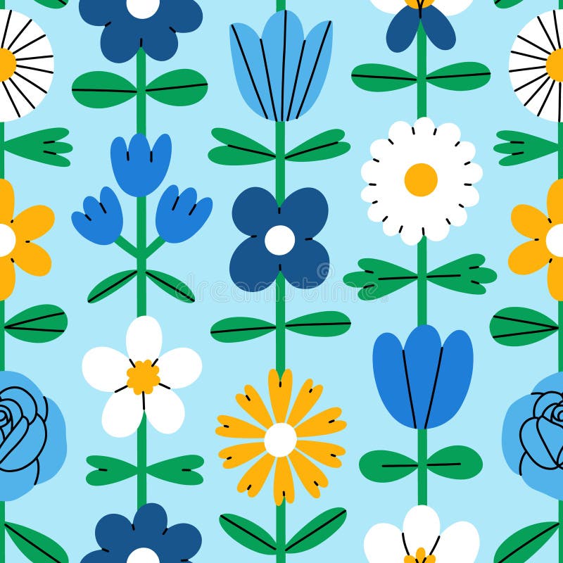 Folk Flowers Floral Art Print Flowers Abstract Art Stock Vector ...