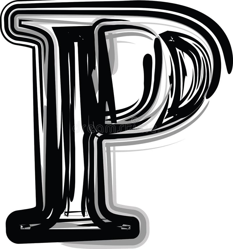 Freehand Typography Letter P Stock Vector - Illustration of isolated ...