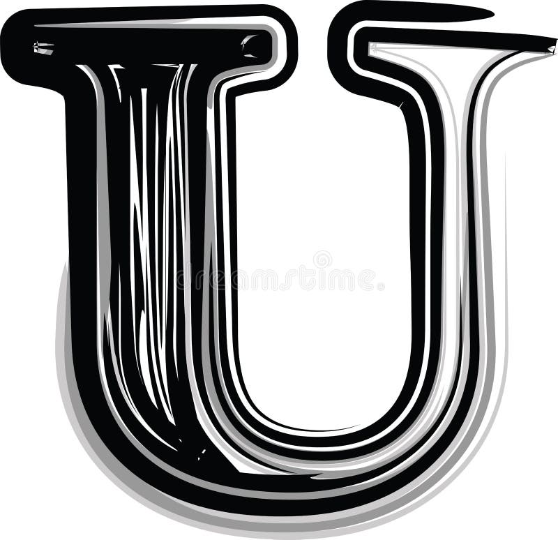 Freehand Typography Letter U Stock Vector - Illustration of drawn ...