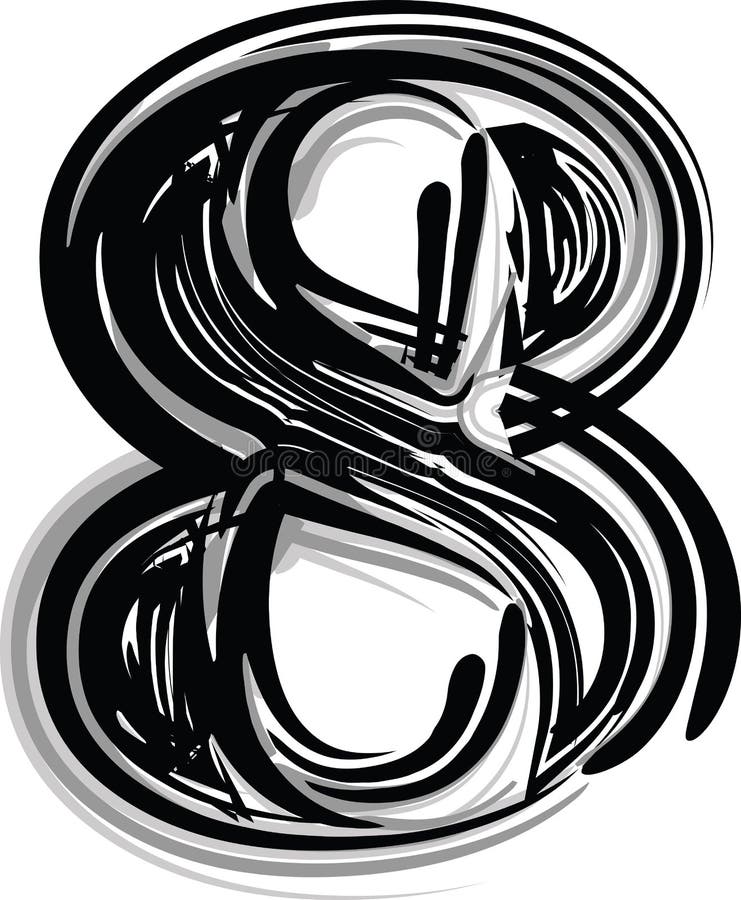 Freehand Typography Number 8 Stock Vector - Illustration of draw ...