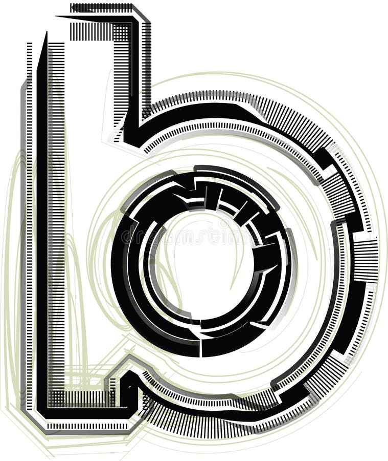 Technological Font. LETTER B Stock Vector - Illustration of grungy ...