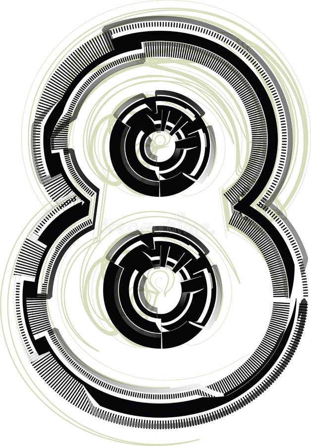 Technological Font. Number 8 Stock Vector - Illustration of school ...