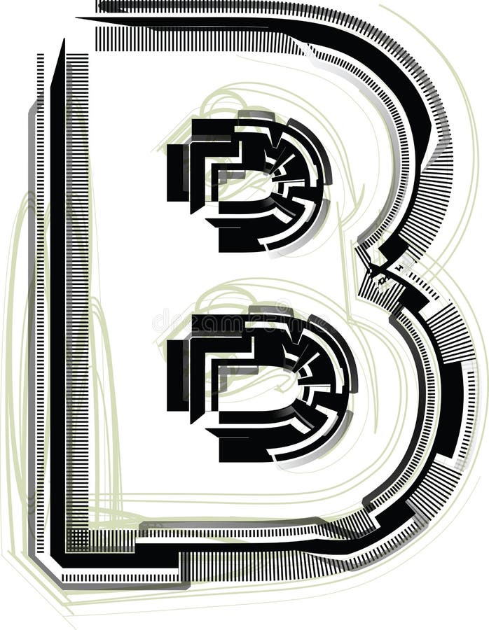 Technological Font. LETTER B Stock Vector - Illustration of rough ...
