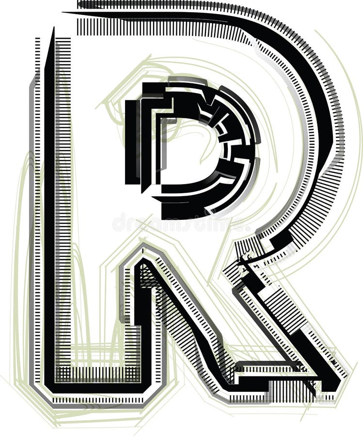 Technological Font. LETTER R Stock Vector - Illustration of character ...