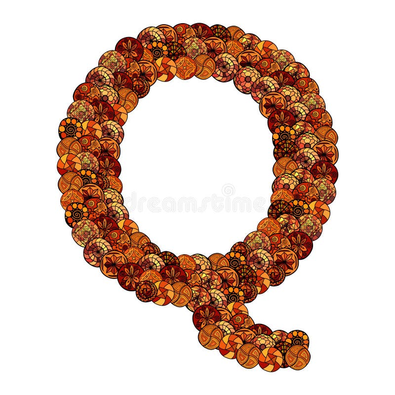 Abstract Font, Made of Ethnic Elements - Letter Q Stock Illustration ...