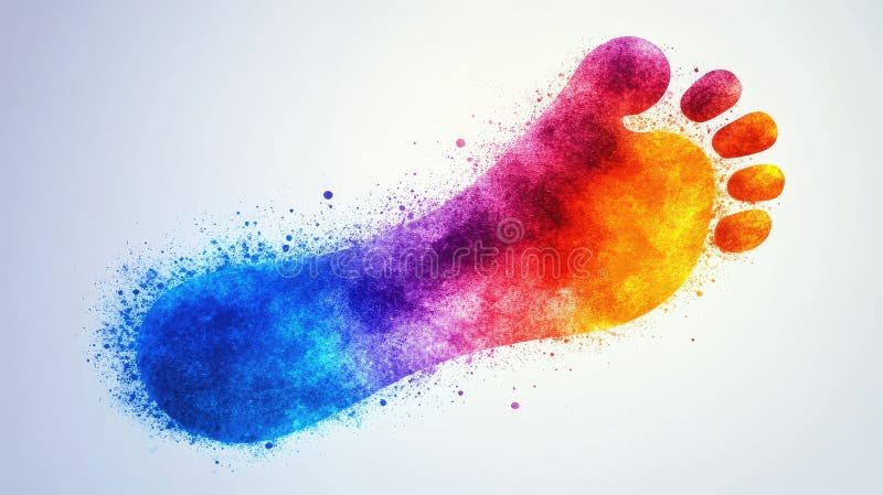 Abstract Footprint Design with Playful Color Burst Stock Photo - Image ...