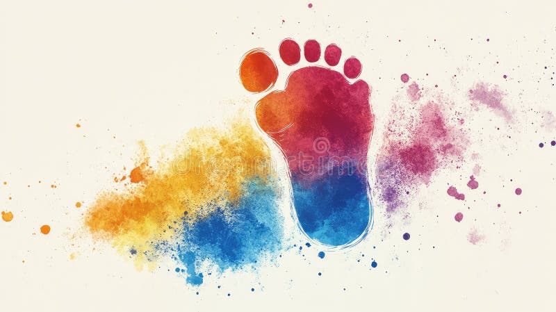 Abstract Footprint Design with Playful Color Burst Stock Photo - Image ...