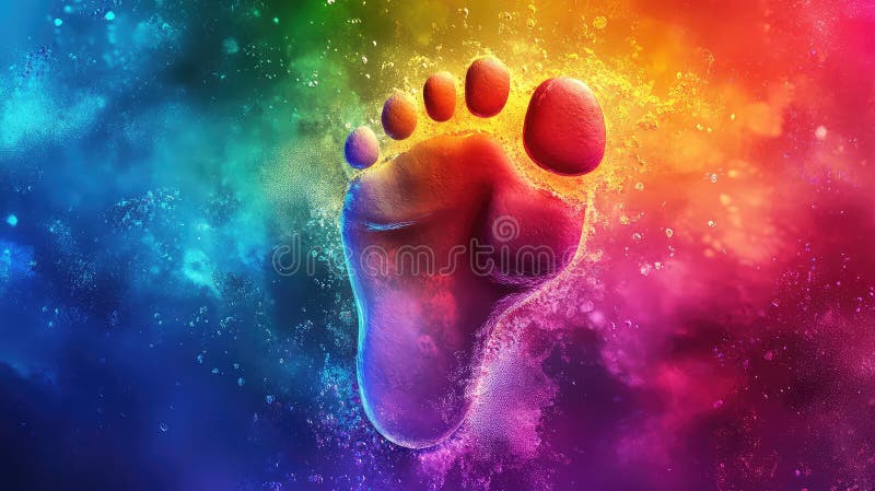 Abstract Footprint Design with Playful Color Burst Stock Image - Image ...
