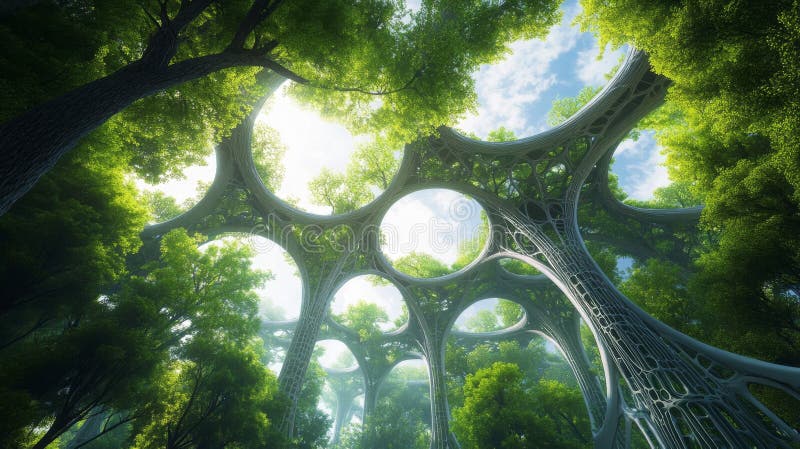 Abstract Forest Canopy with Interconnected Tree Structures Stock ...
