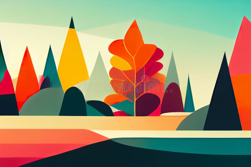Abstract Forest Landscape. the Style is Modern. Flat Illustration Based ...